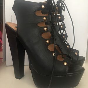 Shoes | Black Peep Toe Platforms | Poshmark